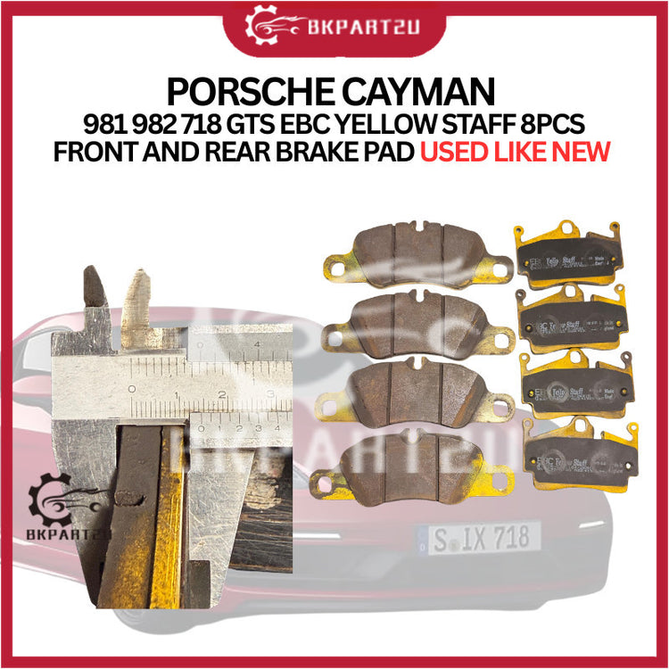 PORSCHE CAYMAN 981 982 718 GTS EBC YELLOW STAFF 8PCS FRONT AND REAR B ...
